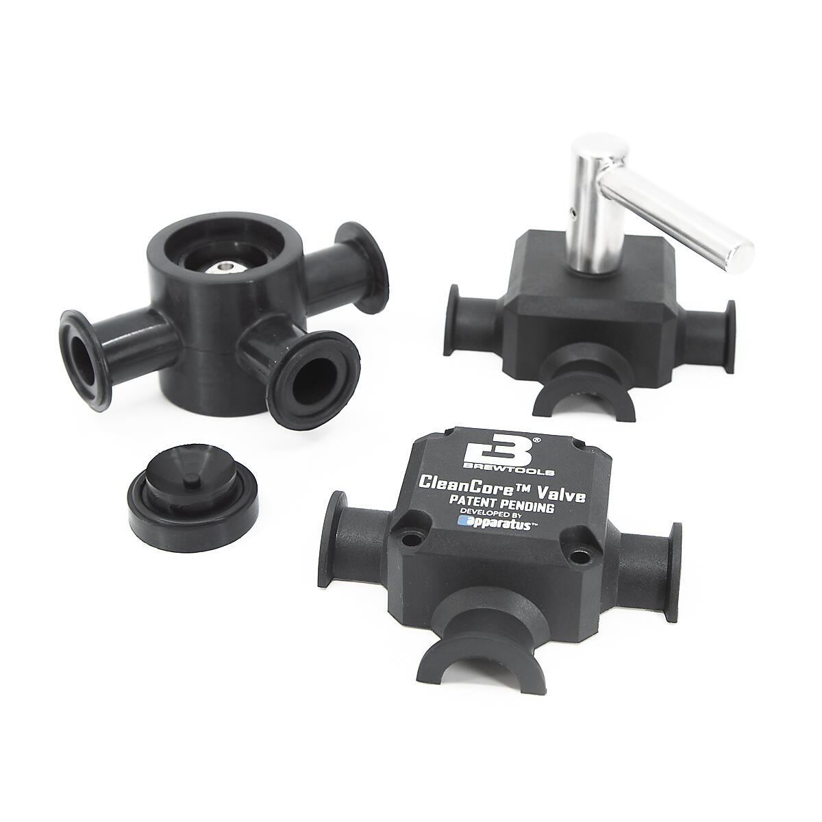 CleanCore™ 3-way valve, TC34mm, Nylon Trial production 3-way valve - Brewtools US D4